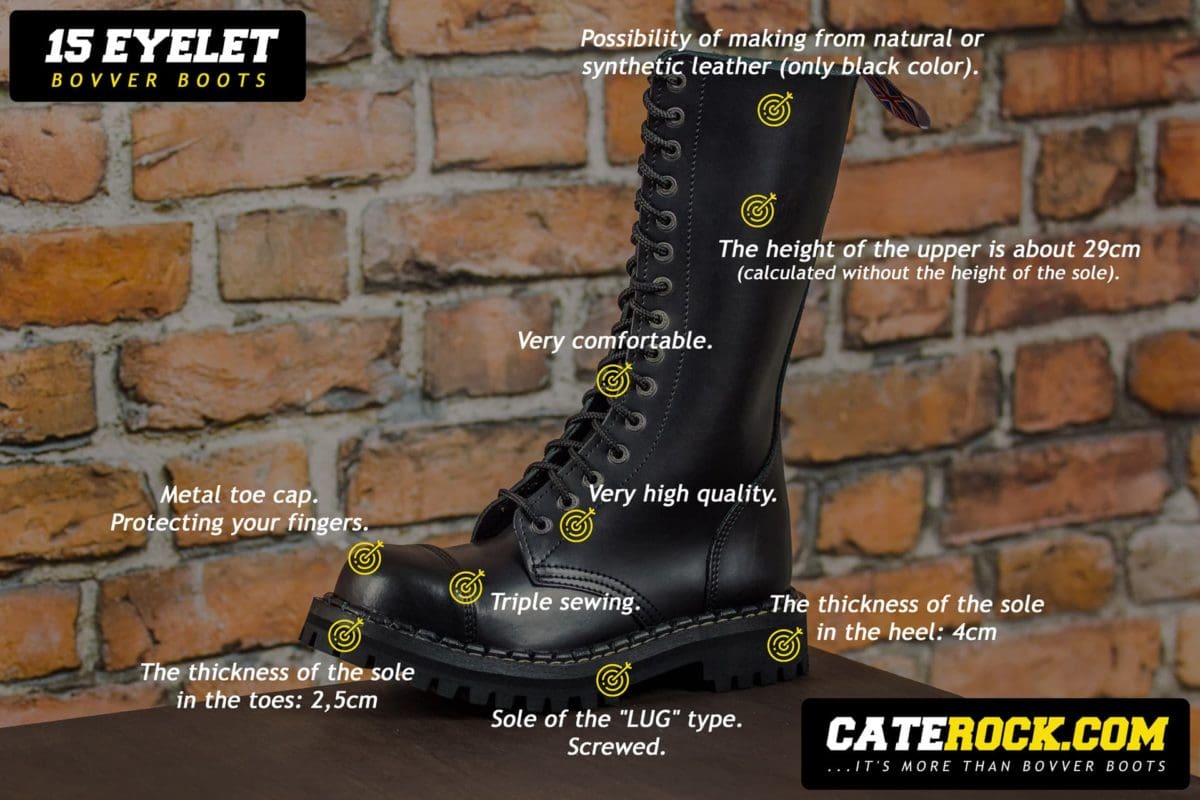 Bovver Boots 15 Eyelet (WIPED TO GREAT BRITAIN FLAG) | CATEROCK.COM
